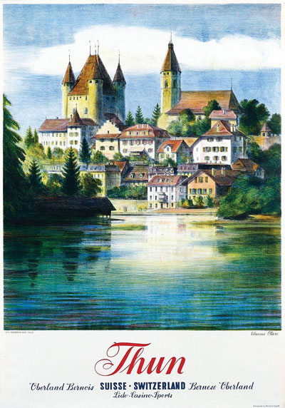 Original authentic vintage poster - Title: 'Thun Suisse Switzerland ...