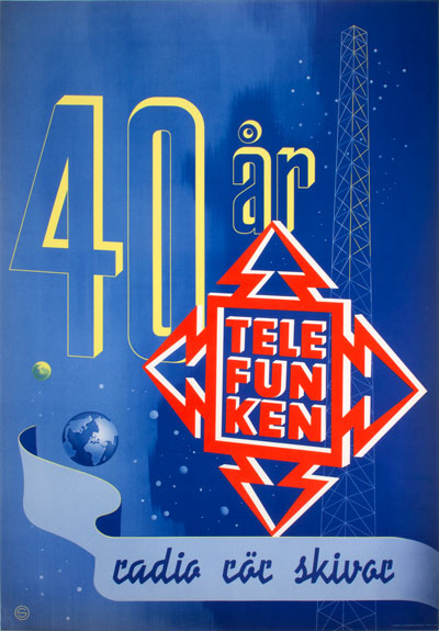 Telefunken Radio 1943 - 40 år (1943) - Original Vintage Poster | PosterTeam