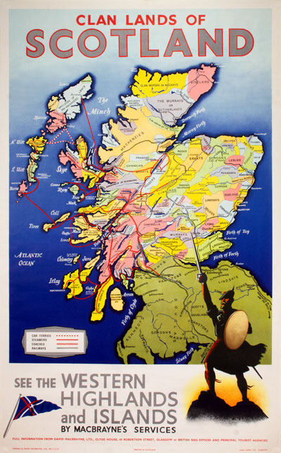 Clan Lands of Scotland (1965) - Original Vintage Poster | PosterTeam