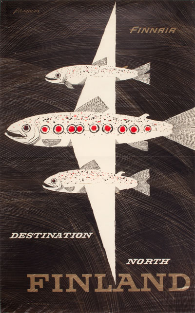 Finnair Destination North Finland (1958) - Original Vintage Poster ...