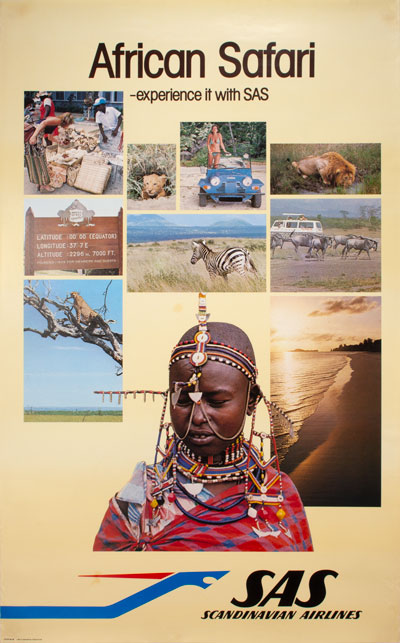 Original authentic vintage poster - Title: 'SAS African Safari Kenya ...