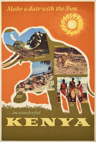 Kenya - Make a date with the Sun (1950s) - Original Vintage Poster ...