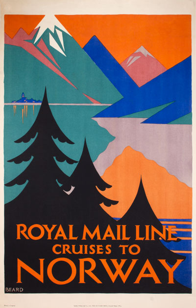 Royal Mail Line Cruises to Norway (1920s) - Original Vintage Poster ...