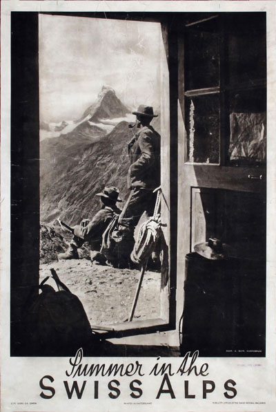 Original authentic vintage poster - Title: 'Summer in the Swiss Alps ...