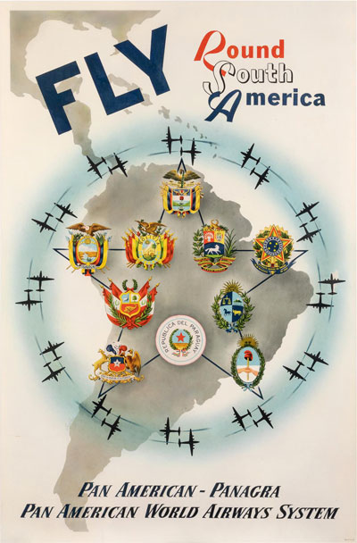 Fly Round South America (1949) - Original Vintage Poster | PosterTeam