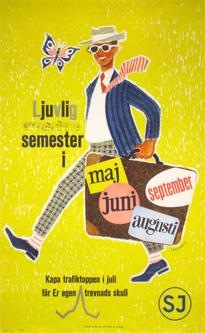 Original authentic vintage poster - Title: 'SJ 1950 Ljuvlig Semester ...