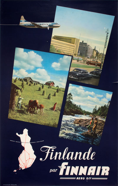 Finlande par Finnair (1955) - Original Vintage Poster | PosterTeam
