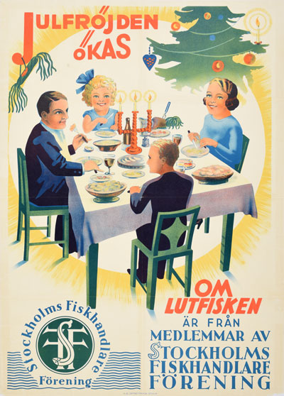 Original authentic vintage poster - Title: 'Julfröjden ökas - Lutfisken ...