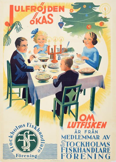 Original authentic vintage poster - Title: 'Julfröjden ökas - Lutfisken ...