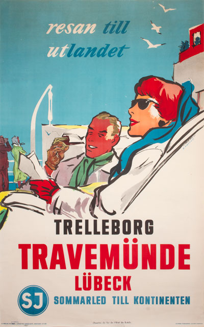 Original authentic vintage poster - Title: 'SJ Resan till utlandet ...