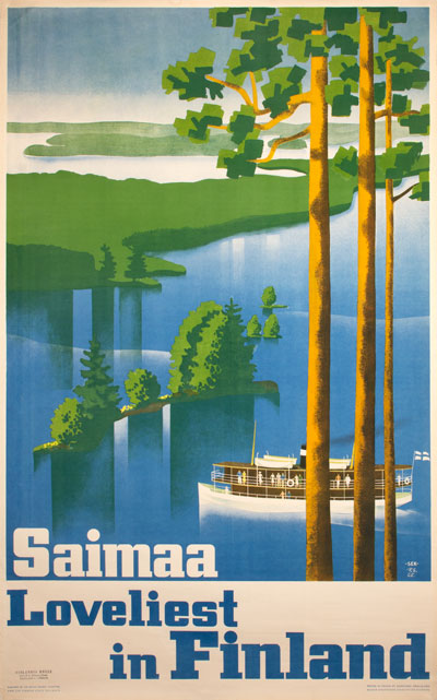 Saimaa - Loveliest in Finland (1939) - Original Vintage Poster | PosterTeam