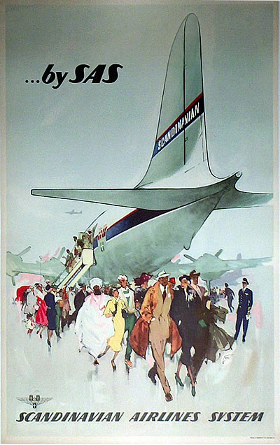 Original authentic vintage poster - Title: 'by SAS' designed by Nielsen ...