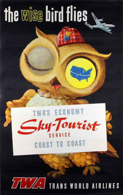 TWA - The Wise Bird Flies (1952) - Original Vintage Poster | PosterTeam