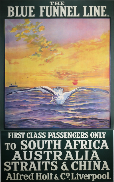 Original authentic vintage poster - Title: 'The Blue Funnel Line ...