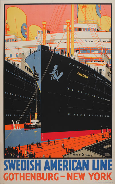 Original authentic vintage poster - Title: 'Swedish American Line ...