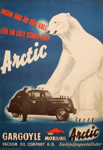 Original authentic vintage poster - Title: 'Arctic Gargoyle Mobiloil ...