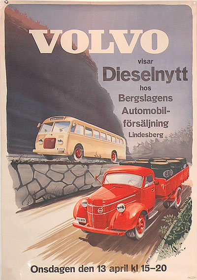 Original authentic vintage poster - Title: 'Volvo - visar Dieselnytt ...