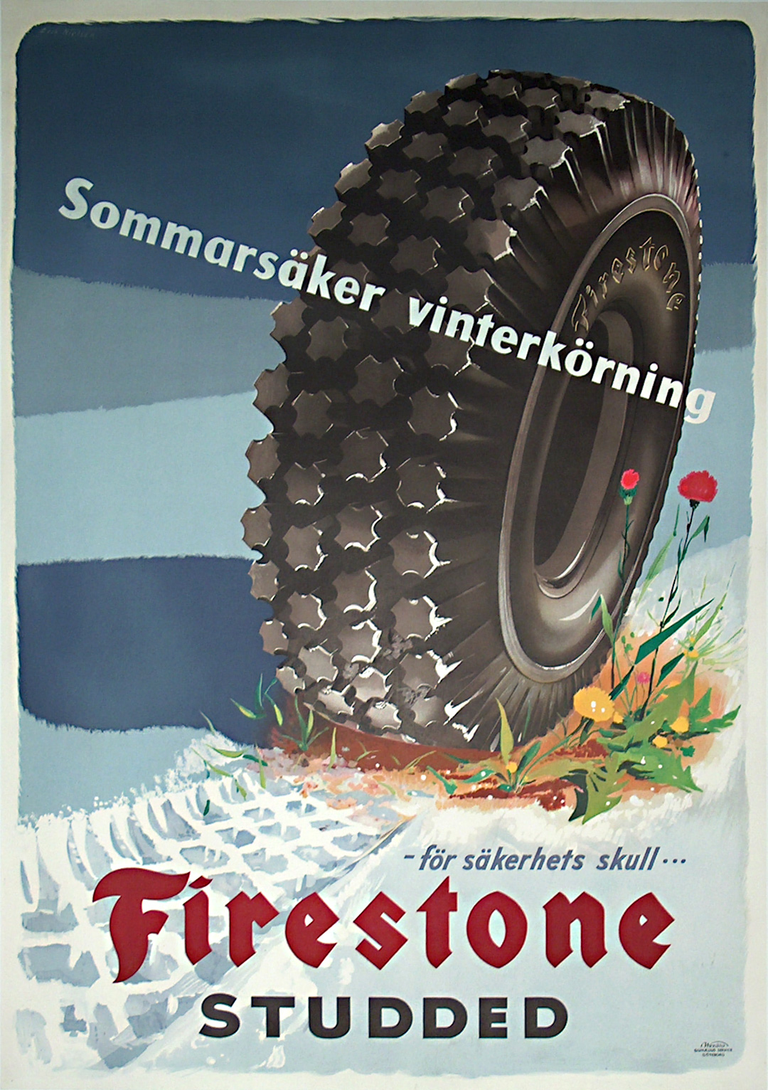 Original authentic vintage poster - Title: 'Firestone Studded' designed ...