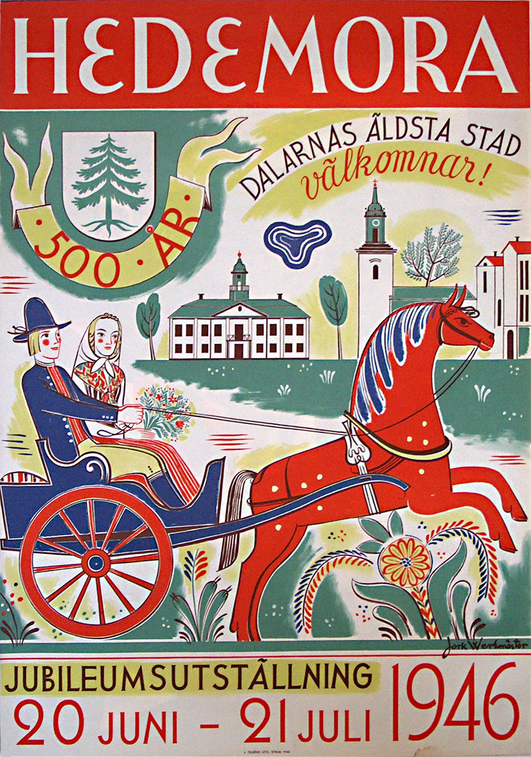 Original authentic vintage poster - Title: 'Hedemora - Sweden' designed ...